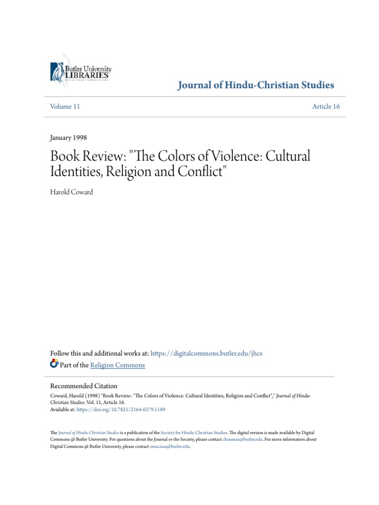 Book Review - The Colors of Violence - Cultural Identities Religion and ...