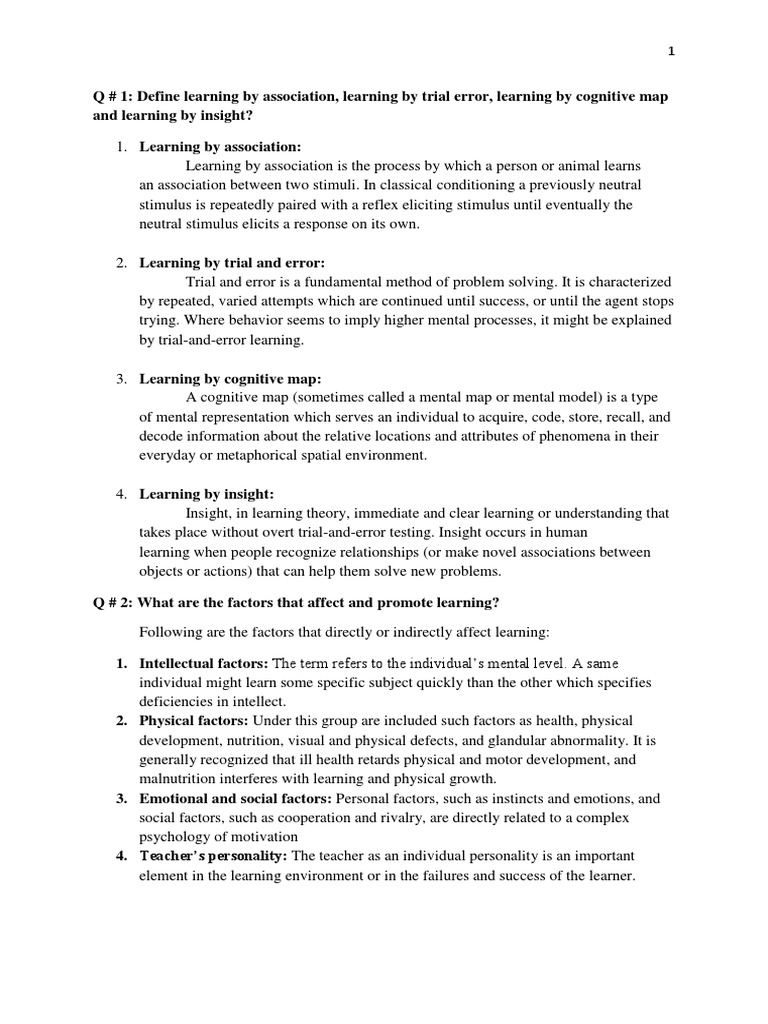 Experimental Psychology Questions | PDF | Reinforcement | Classical ...