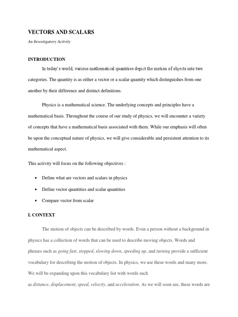 IA Vectors and Scalars | PDF | Euclidean Vector | Quantity