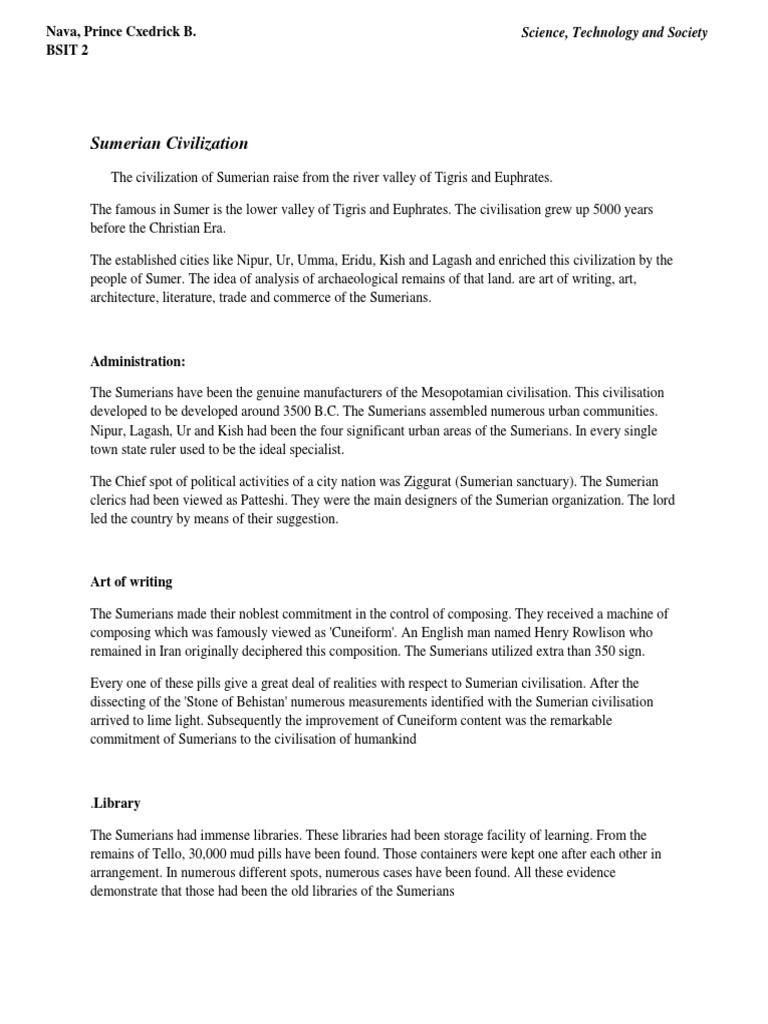Sumerian Civilization Overview | PDF | Sumer | Modern History