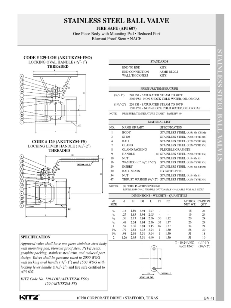 Stainless Steel Ball Valve: Fire Safe (Api 607) | PDF | Valve ...