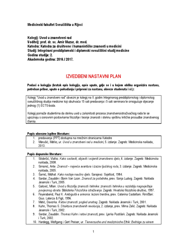 INP 2016-2017 Uvod U Znanstveni Rad | PDF