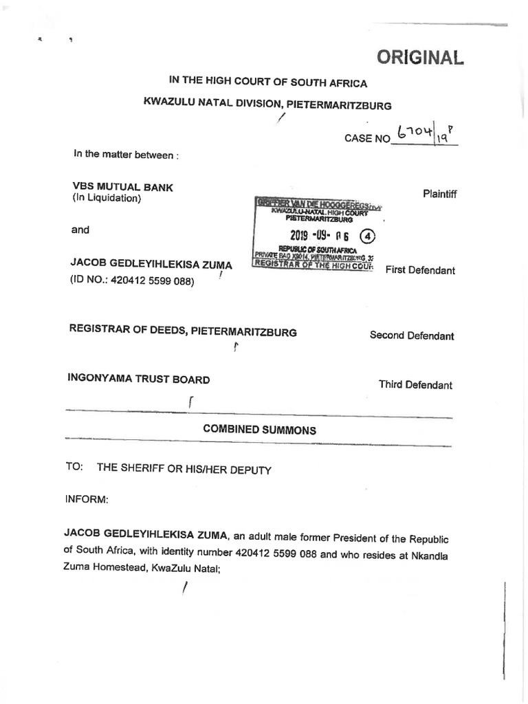 Nkandla VBS Court Papers | PDF