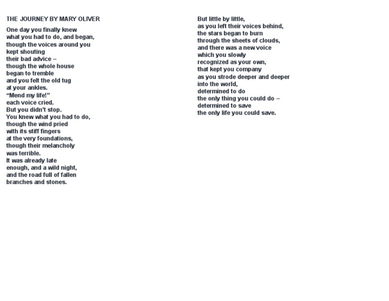 Mary Oliver's "The Journey" Poem | PDF