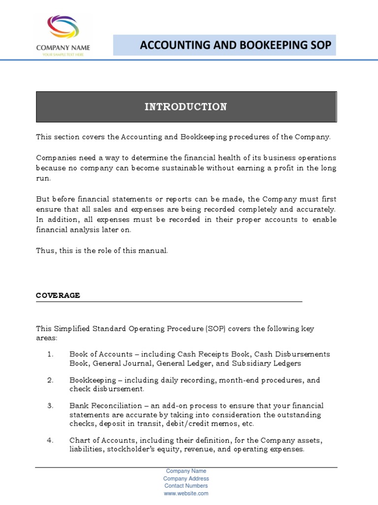 Accounting and Bookkeeping SOP | PDF | Bookkeeping | Debits And Credits