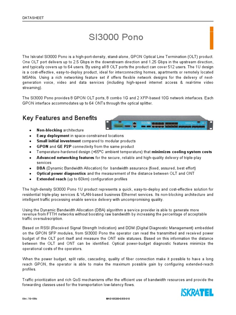 SI3000 Pono Datasheet PDF | PDF | Ethernet | Telecommunications Standards
