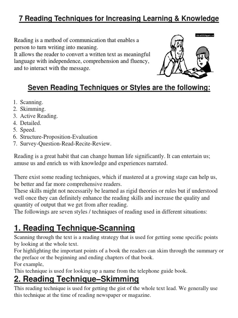 7 Reading Techniques For Increasing Learning & Knowledge | PDF | Speed ...