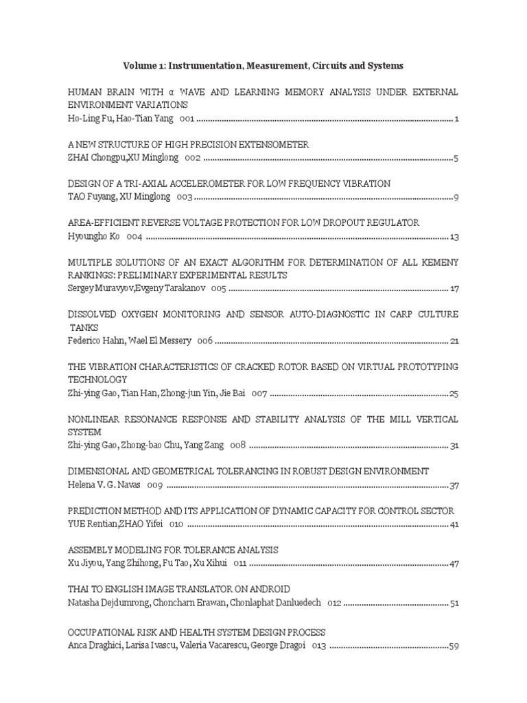 Instrumentation, Measurement, Circuits and Systems Volume 1 | PDF ...
