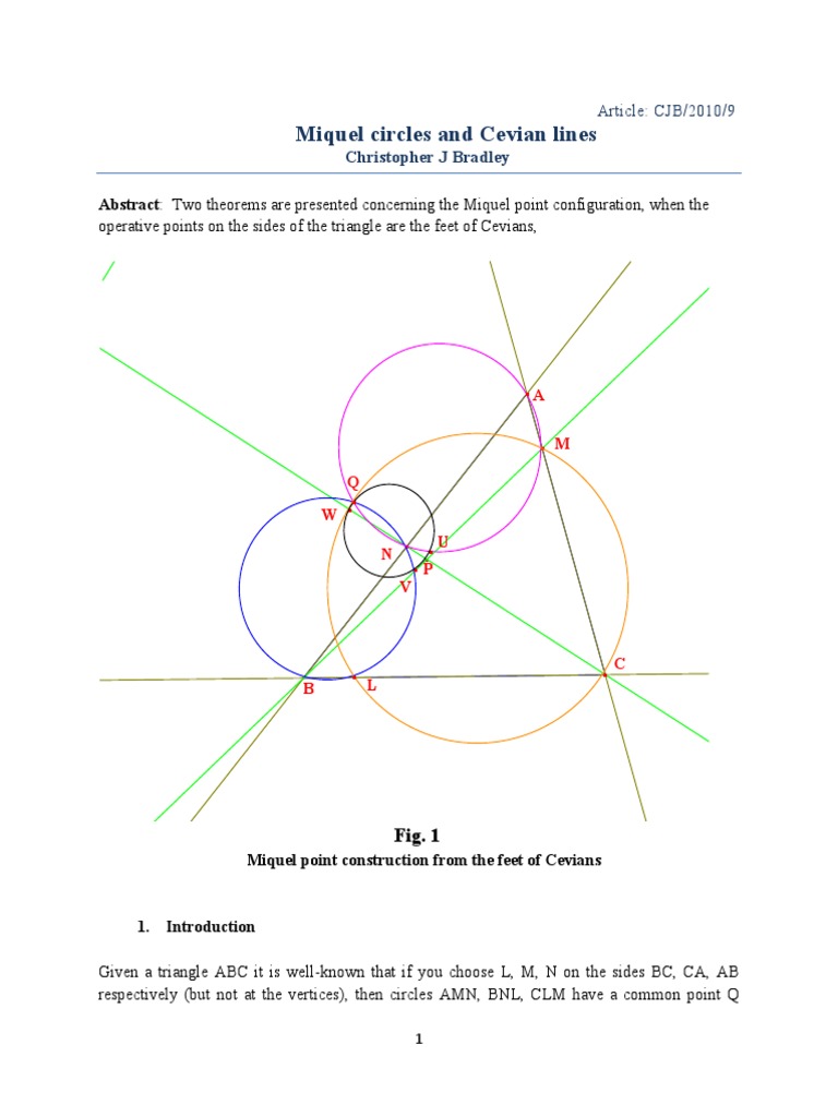 Miquel Circles and Cevian Lines | PDF | Geometric Shapes | Mathematical ...