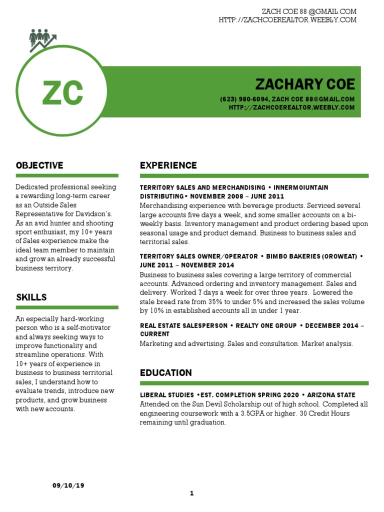 Zach Resume 3 | PDF | Sales | Market (Economics)