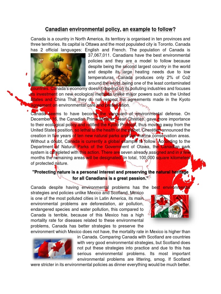 Canadian Environmental Policy, An Example To Follow? | PDF | Canada ...