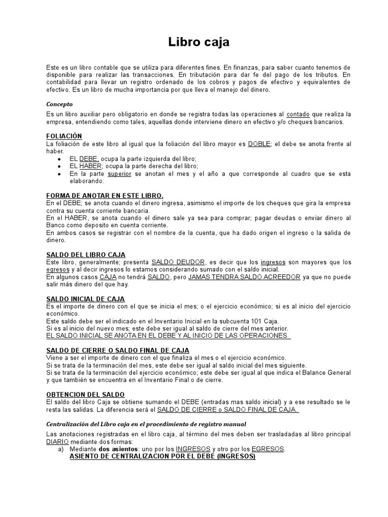 Guía del Libro Caja Contable | PDF | Contabilidad | Bancos