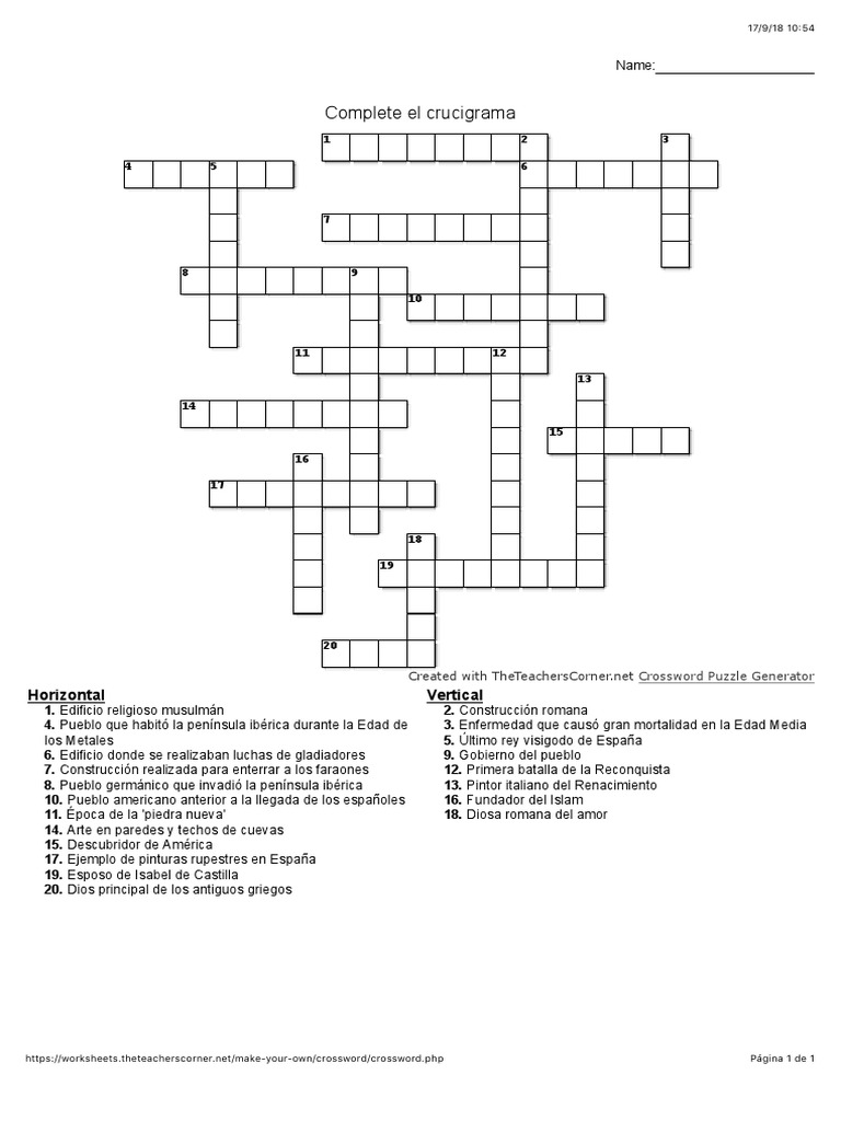 Crucigrama. Historia | PDF | España | Religión y creencia