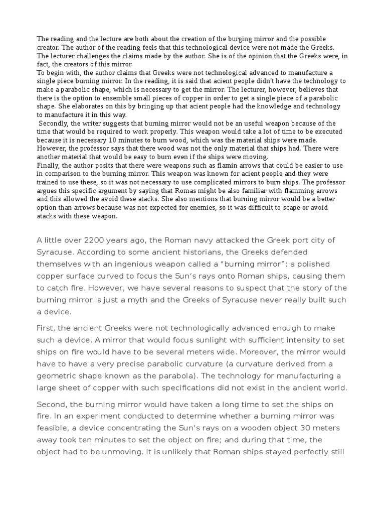 Tpo Toefl Example | PDF | Mirror | Time