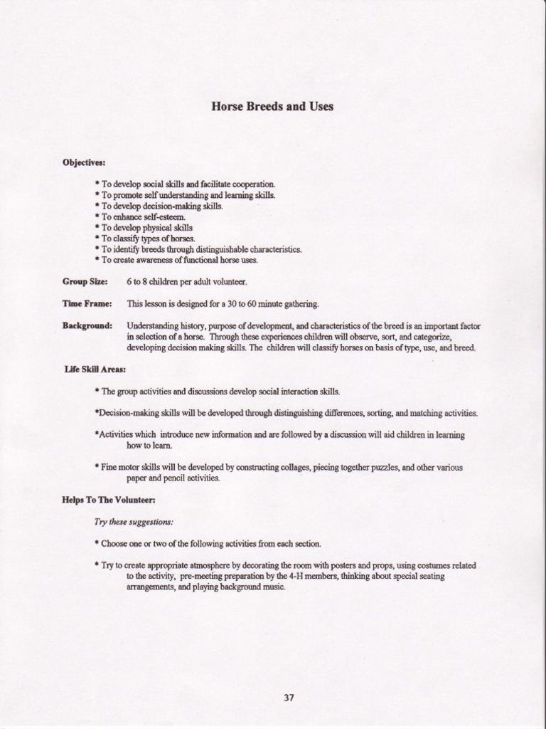 Horse Curriculum Instructional | PDF | Breeds | Horses