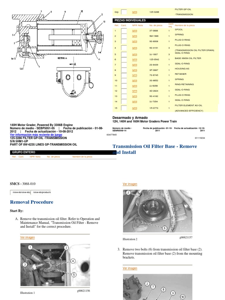 140H Grader Transmission Filter Guide | PDF | Transmission (Mechanics ...