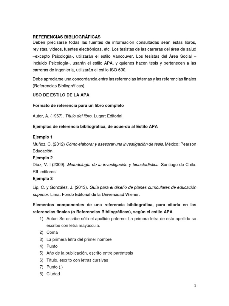 Referencias Bibliográficas PDF | PDF | Estilo apa | Publicación