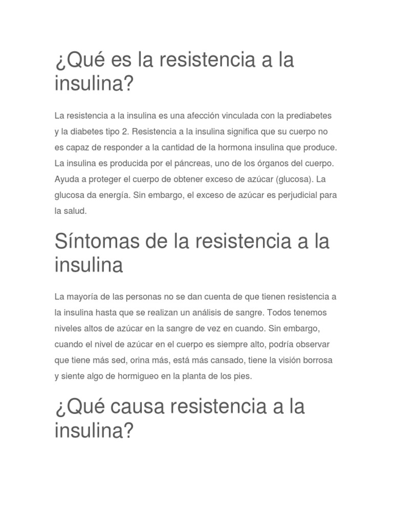 Qué Es La Resistencia A La Insulina | PDF | Diabetes mellitus | Insulina