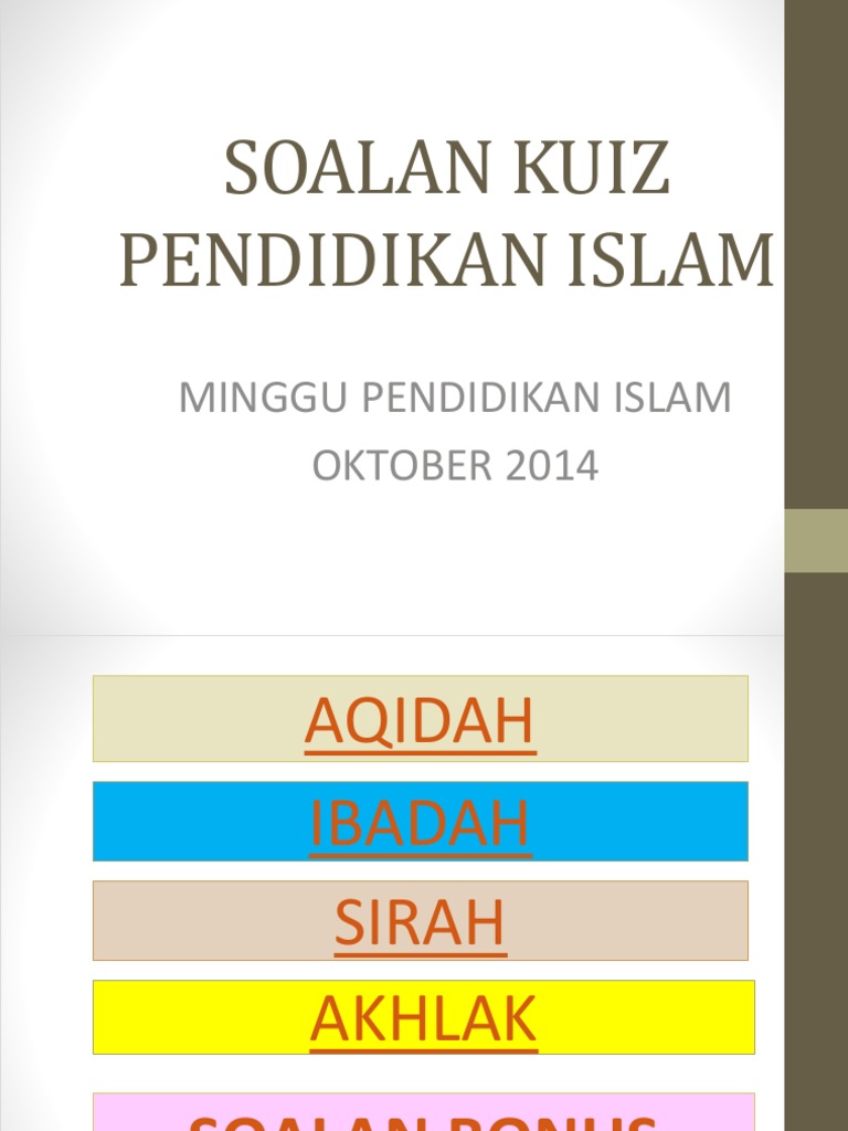 Soalan Kuiz Pendidikan Islam | PDF
