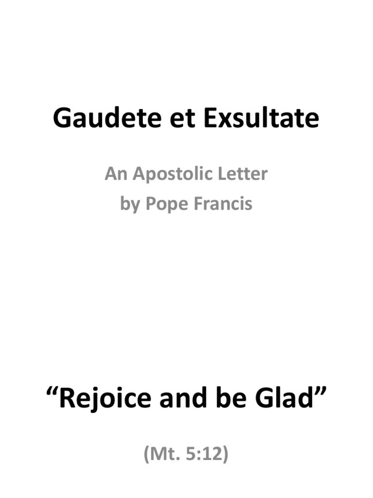 Gaudete Et Exsultate: An Apostolic Letter by Pope Francis | PDF ...
