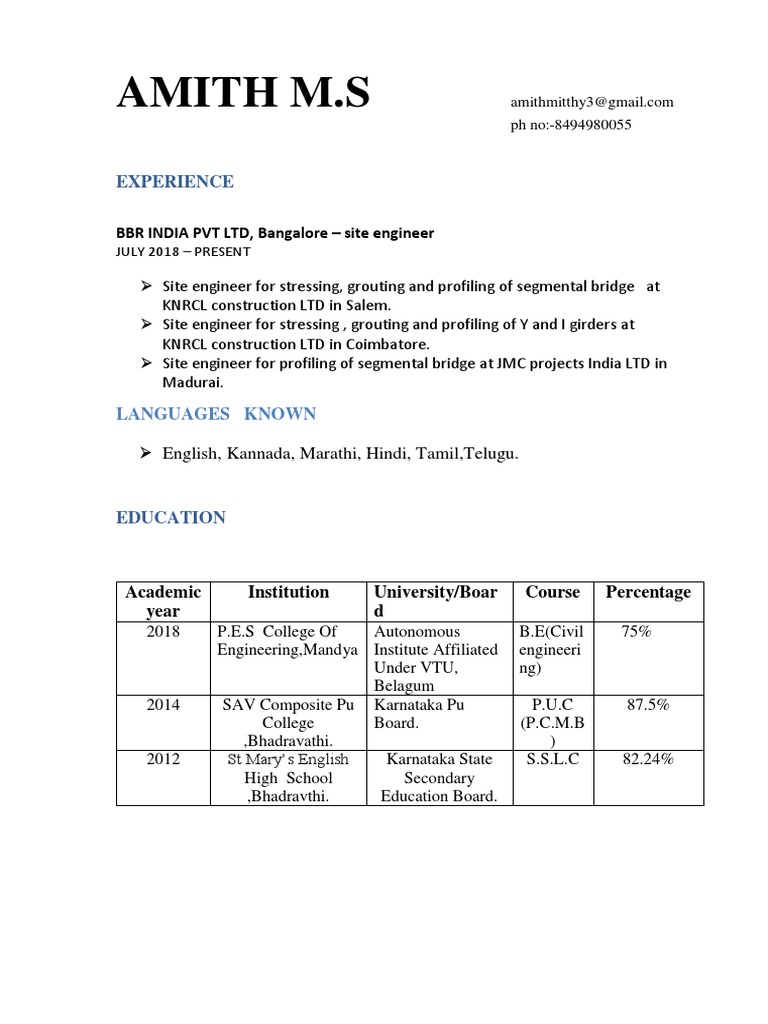 Civil Engineer's Resume | PDF