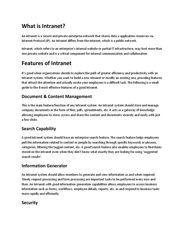 What Is Intranet?: Document & Content Management | PDF | Internet ...