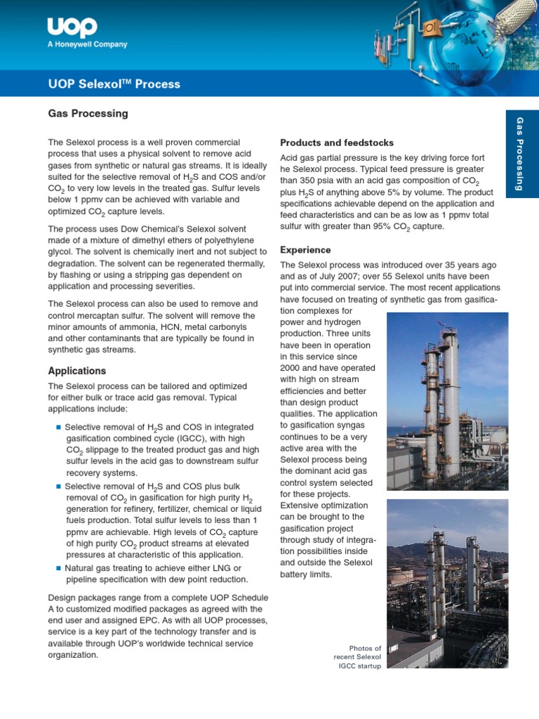Selexol Process Flow Diagram Selexol Process Source: Uop Llc