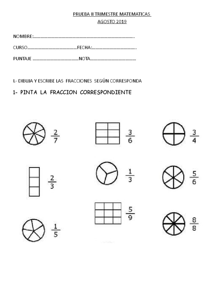 Prueba Fracciones | PDF