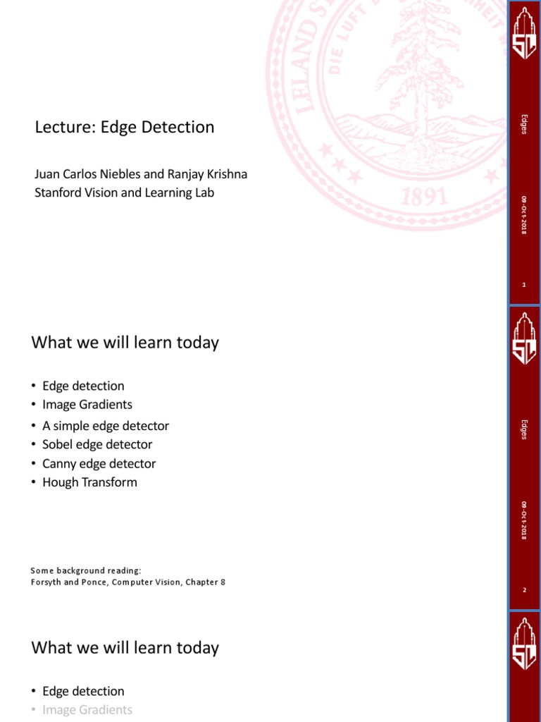 Edge Detection Lecture | PDF | Multidimensional Signal Processing | Areas Of Computer Science