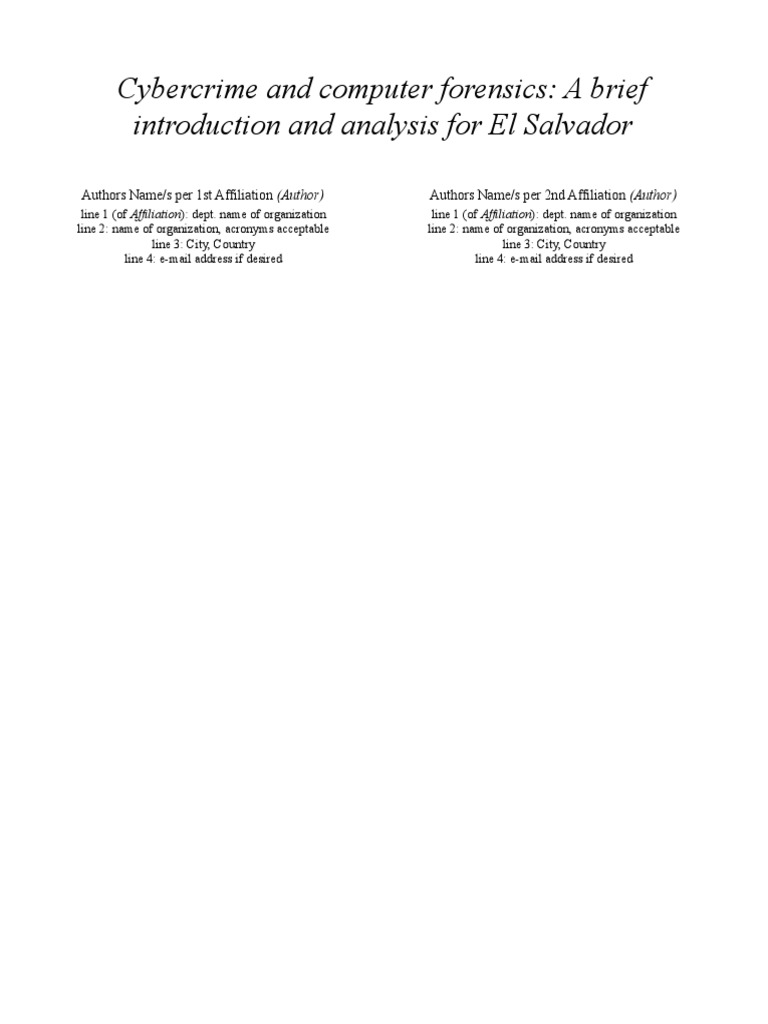 Cybercrime and Computer Forensics: A Brief Introduction and Analysis For El Salvador | PDF ...