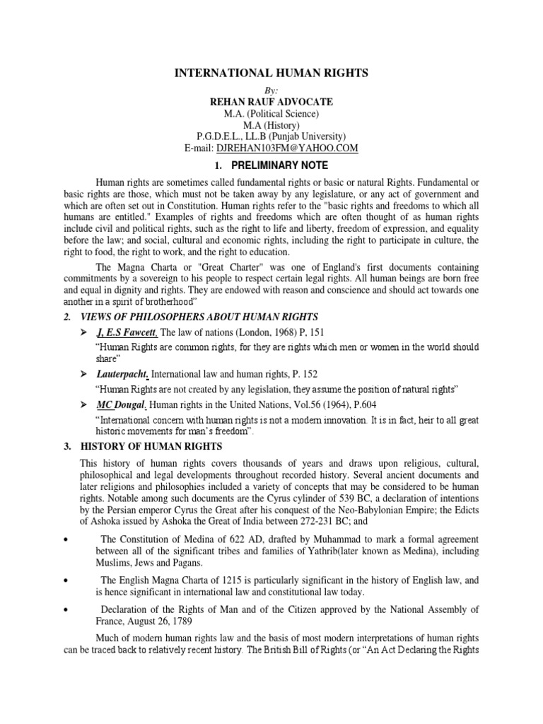 International Human Rights: Rehan Rauf Advocate | PDF | Geneva ...