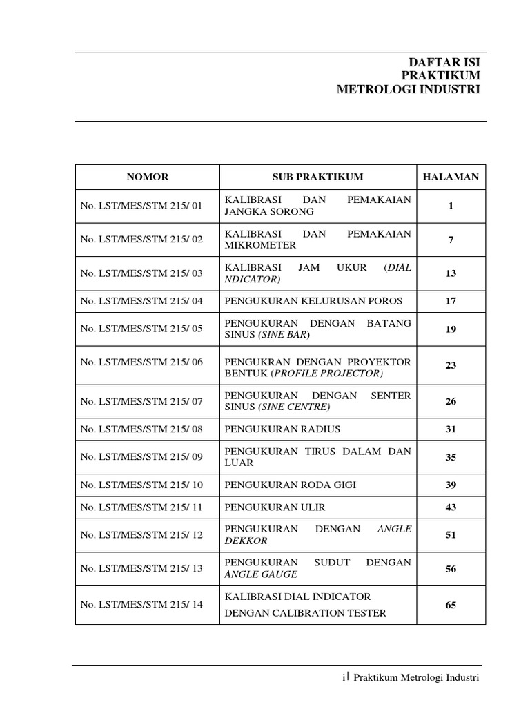 Labsheet Metrologi | PDF | Teknologi & Rekayasa