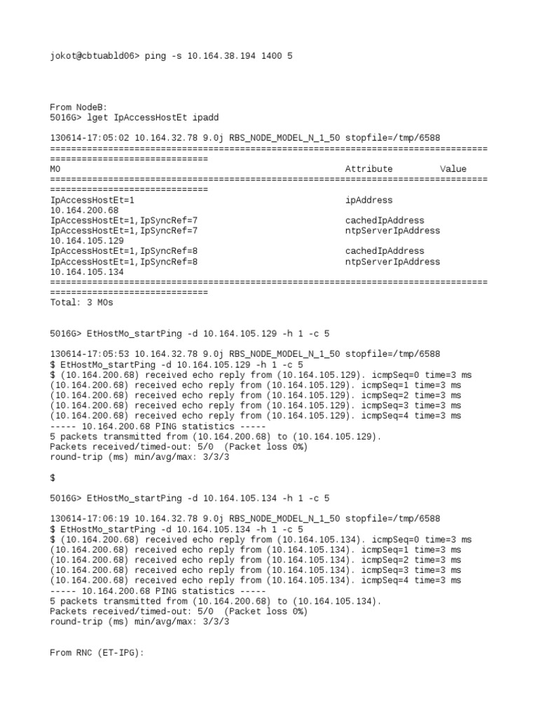Cara PING IUB Node B Ericsson Dari RNC | PDF | Internet Standards ...