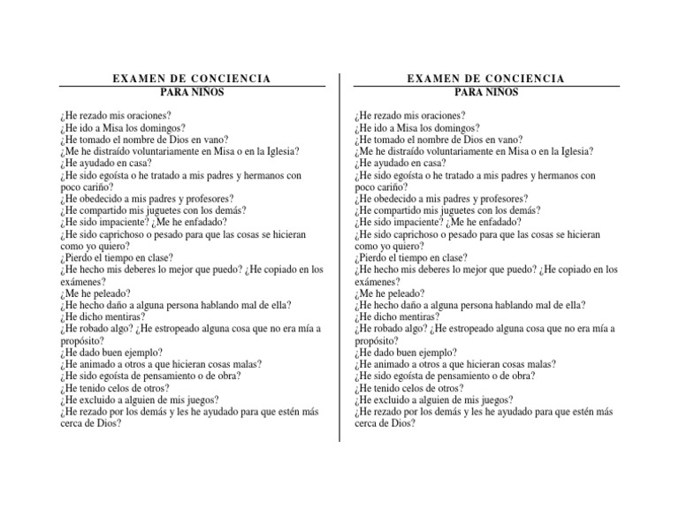 Examen de Conciencia para Niños | PDF | Animación