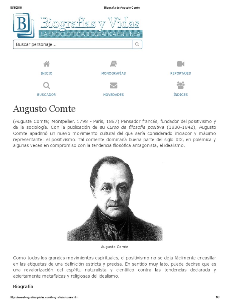 Biografia de Augusto Comte | PDF | Positivismo | Metafísica