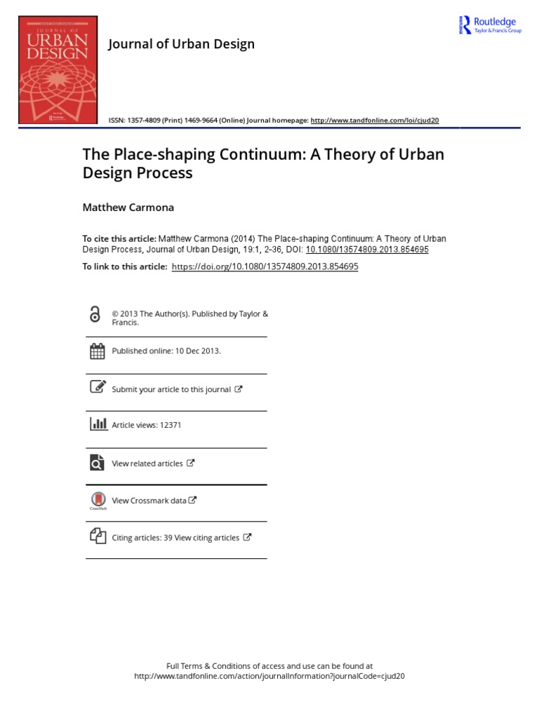 The Place Shaping Continuum A Theory of Urban Design Process | PDF | Urban Design | Design