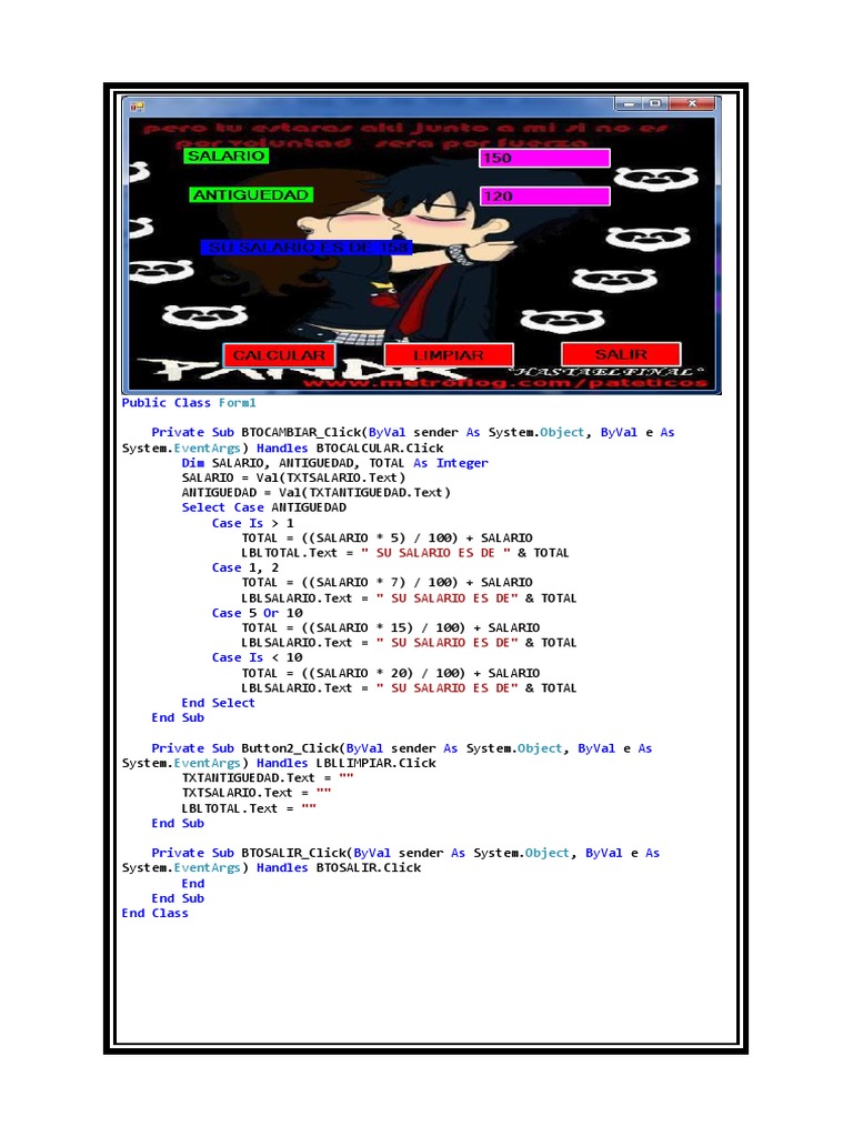 Public Class Private Sub Byval As Byval As Handles Dim As Integer | PDF | Teaching Mathematics