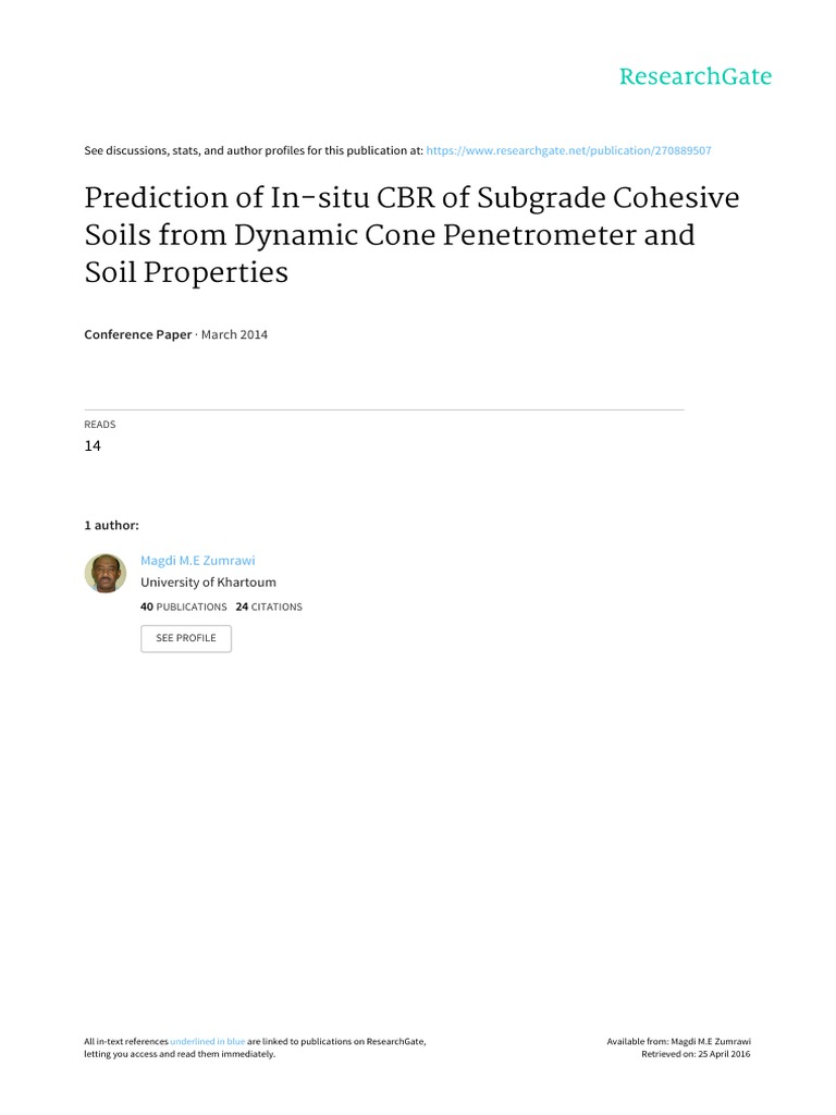 2 - Prediction of In-Situ CBR From DCP | PDF | Correlation And Dependence | Soil