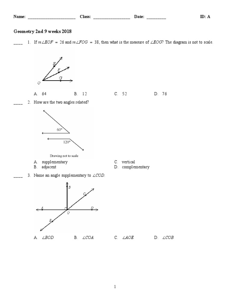 Geometry 2nd 9 Weeks 2018 Quiz | PDF | Triangle | Angle