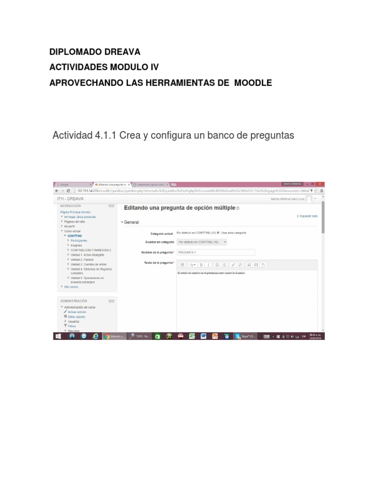 Proyecto Integrador Modulo IV Herramientas de Moodle | PDF