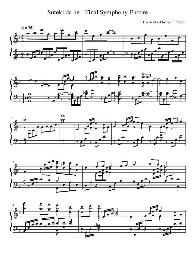 Suteki Da Ne - Final Symphony Encore Piano Solo | PDF