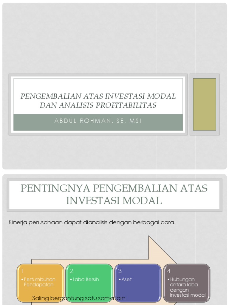 Analisis Pengembalian Investasi Modal | PDF | Pengelolaan Keuangan & Uang