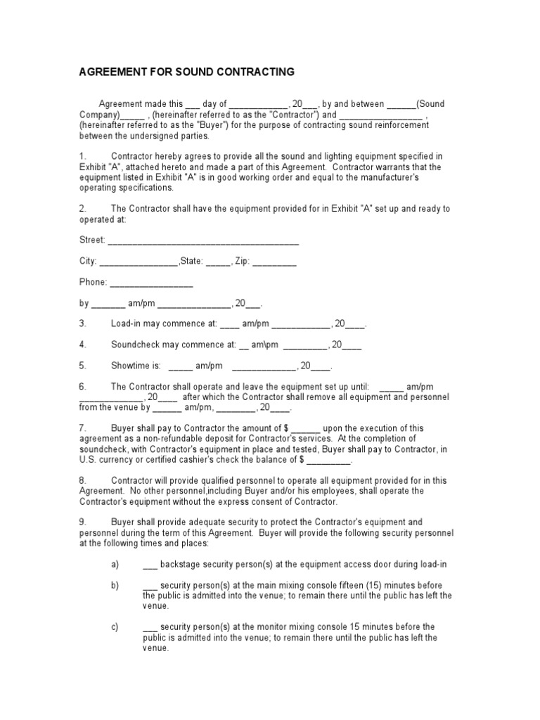 Agreement For Sound Contracting | PDF | Independent Contractor | Insurance
