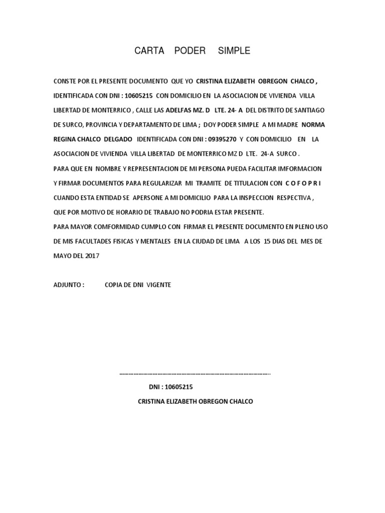 Carta Poder Simple | PDF