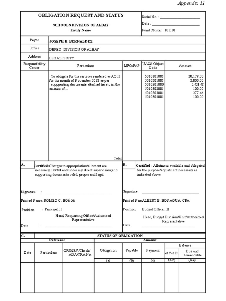 Obligation Request and Status: Schools Division of Albay Entity Name ...