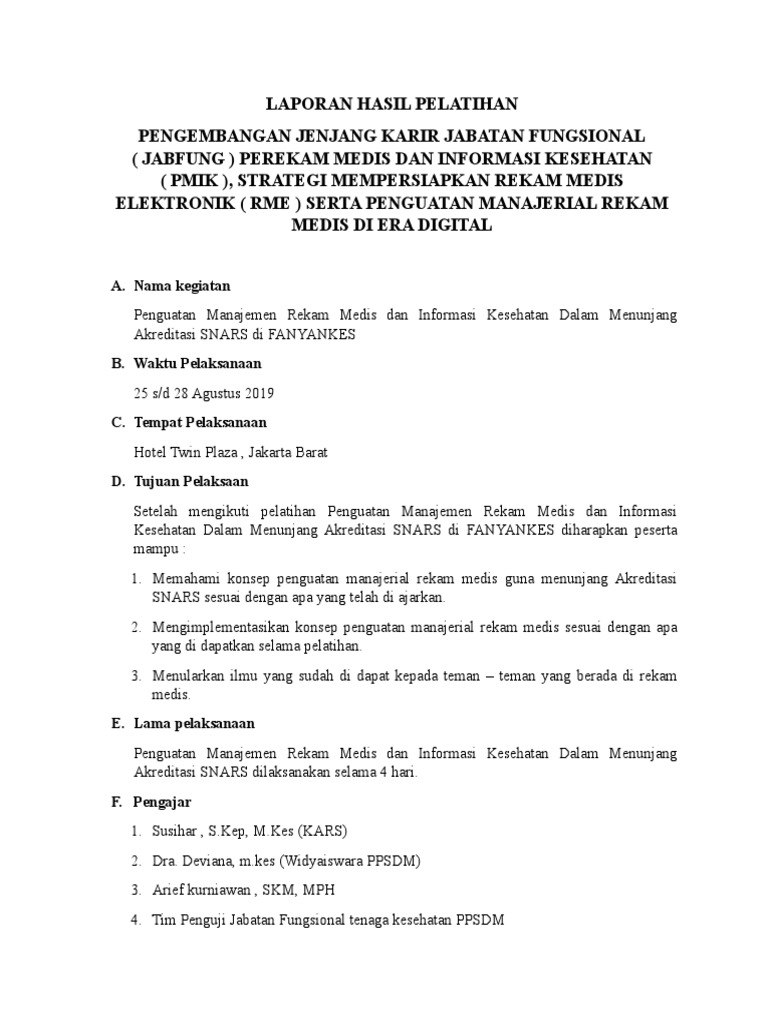 Laporan Hasil Pelatihan | PDF