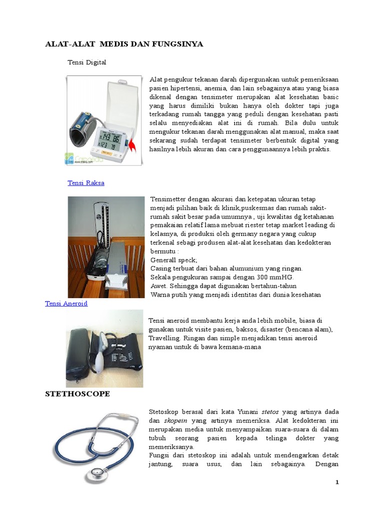 Alat Kesehatan Dan Fungsinya | PDF
