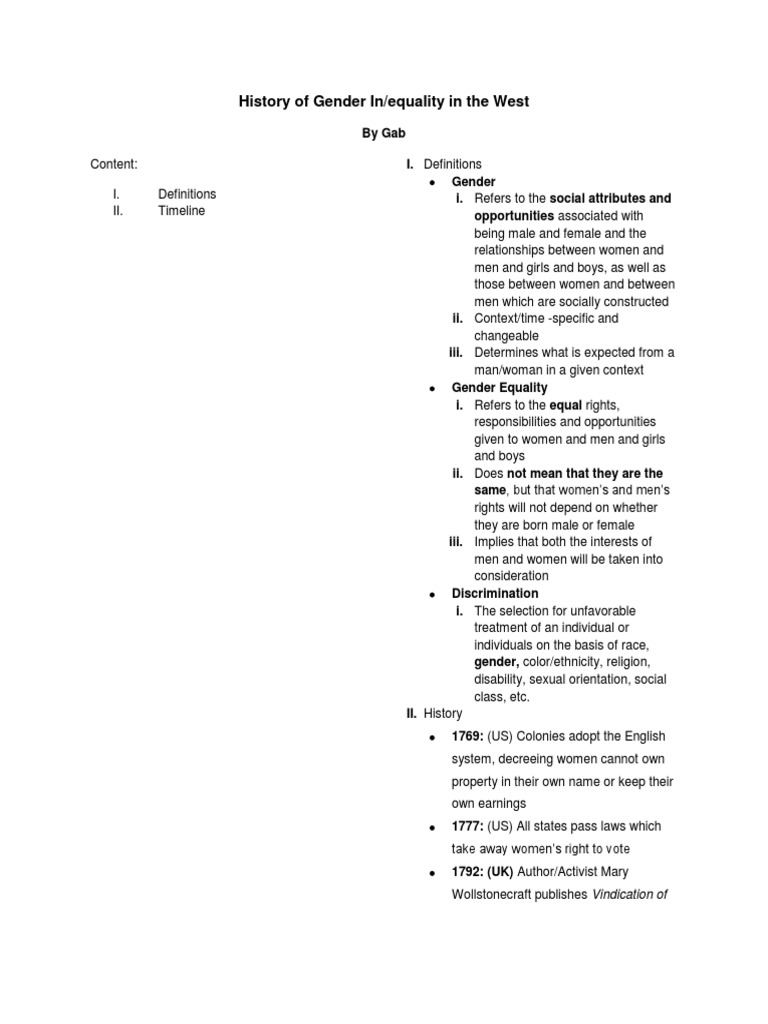 Gender Inequality Timeline in the West | PDF | U.S. State | Federal ...