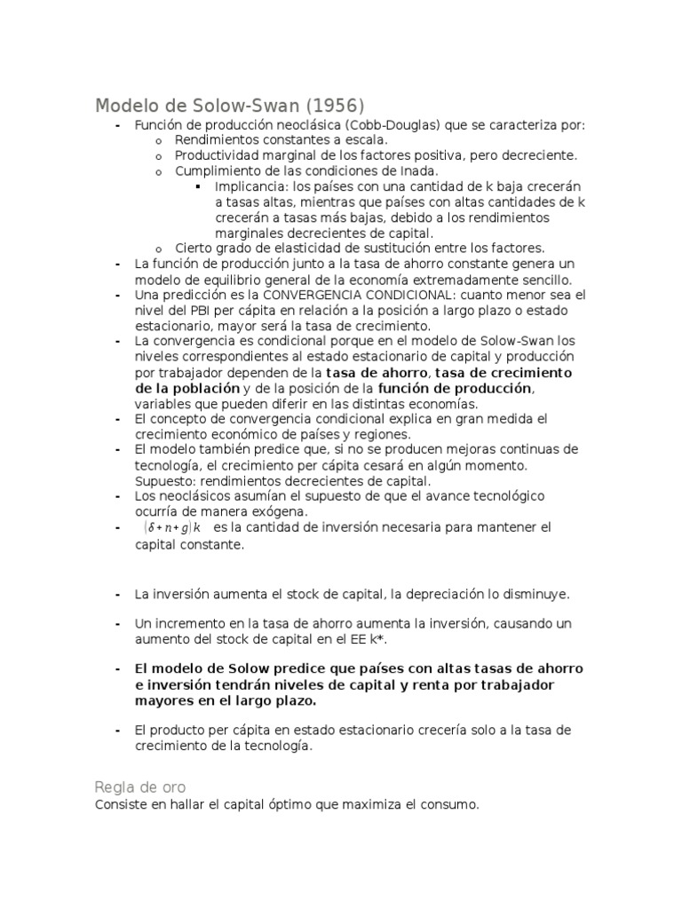 Modelo de Solow | PDF | Ahorro | Crecimiento económico