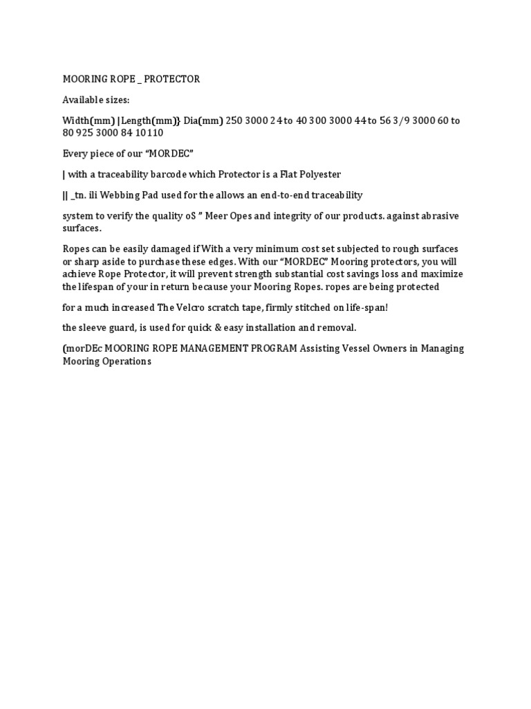 MORDEC Mooring Rope Protector | PDF